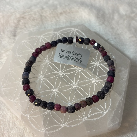 Jewelry | Nwt Genuine South Africa Ruby Sapphire 4mm Faceted Cube ...